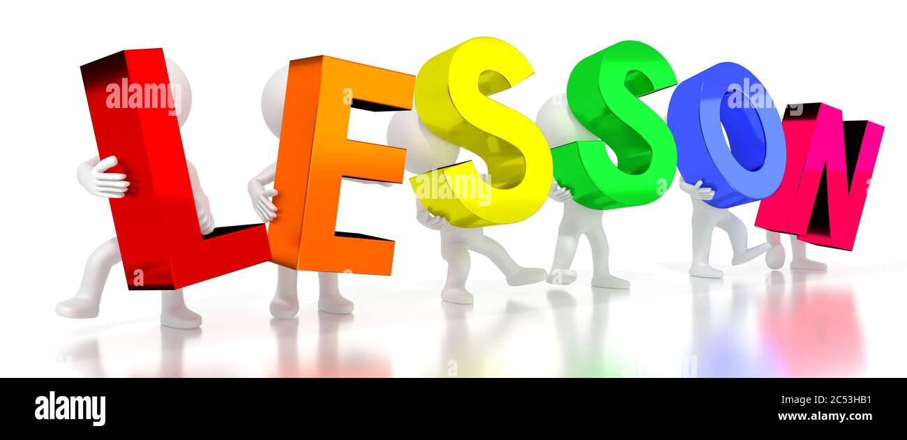 Lesson - colorful letters - 3D illustration Stock Photo - Alamy
