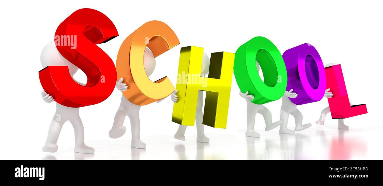 School - colorful letters - 3D illustration Stock Photo - Alamy