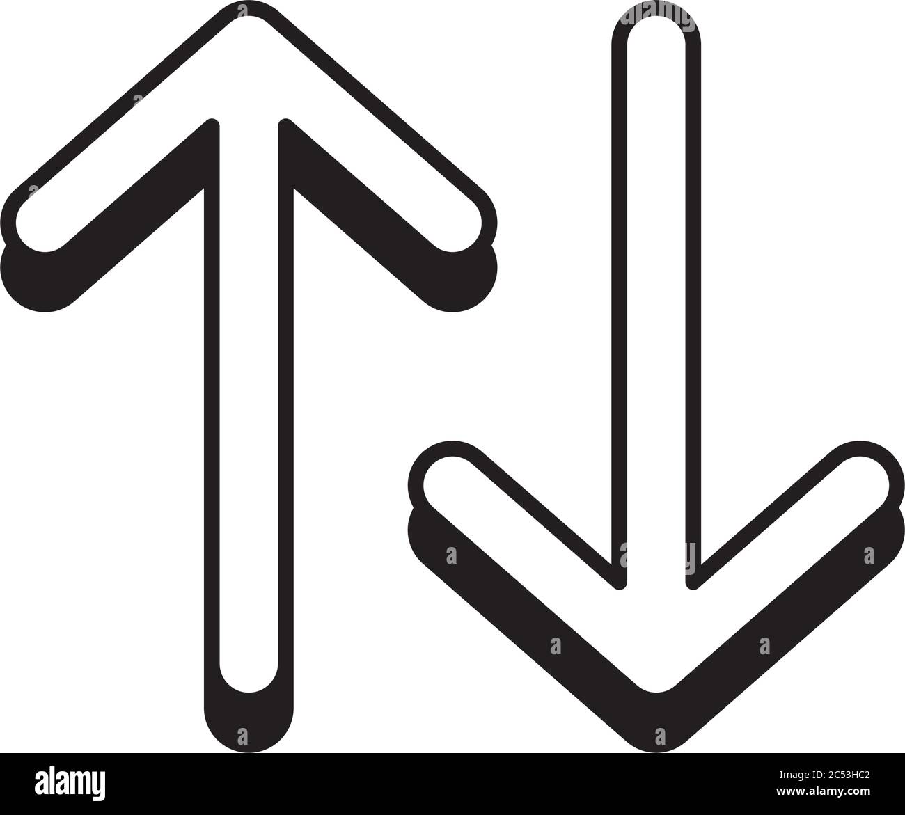 Up And Down Arrows Icon Over White Background Line Style Vector