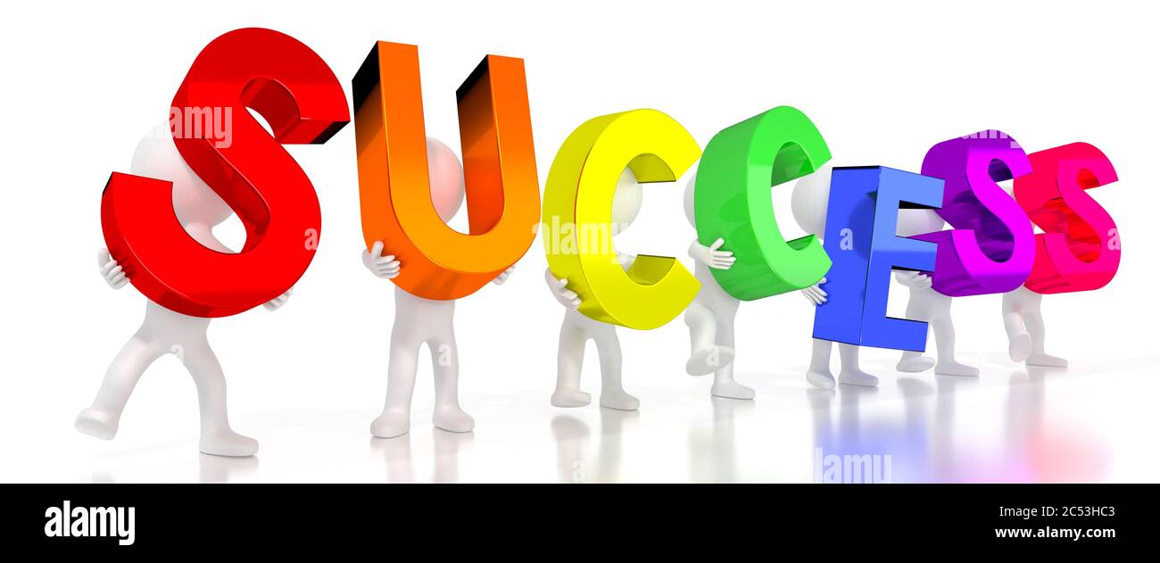 Success - colorful letters - 3D illustration Stock Photo - Alamy