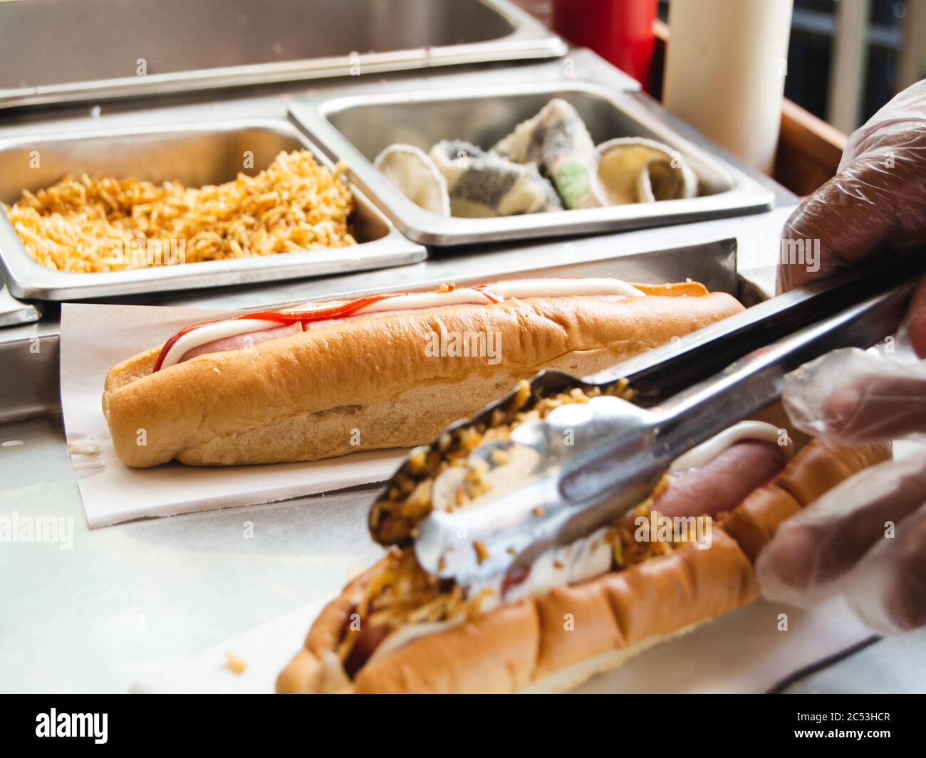 Process of making delicious hot dogs Stock Photo - Alamy