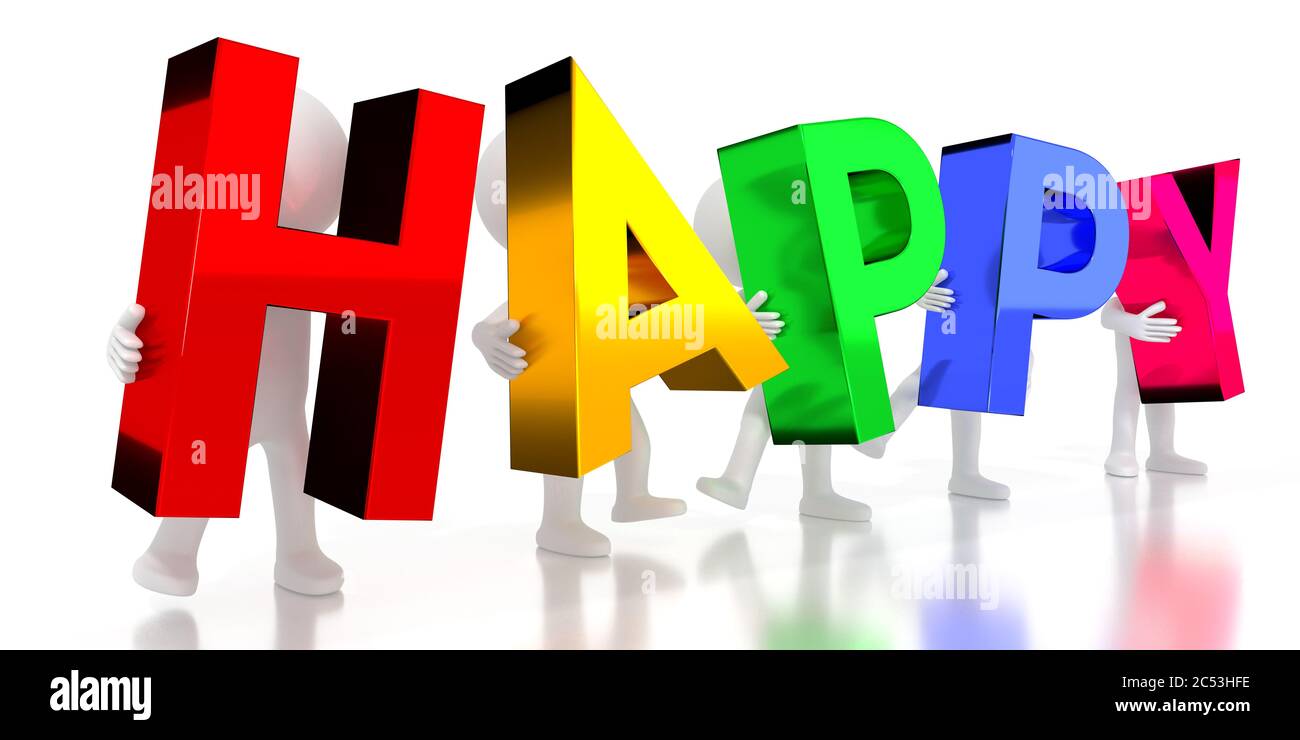 Happy - colorful letters - 3D illustration Stock Photo - Alamy