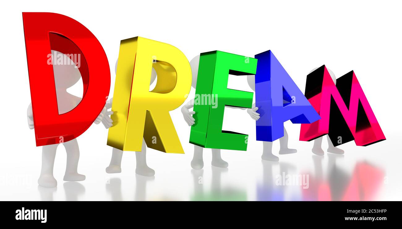 Dream - colorful letters - 3D illustration Stock Photo - Alamy
