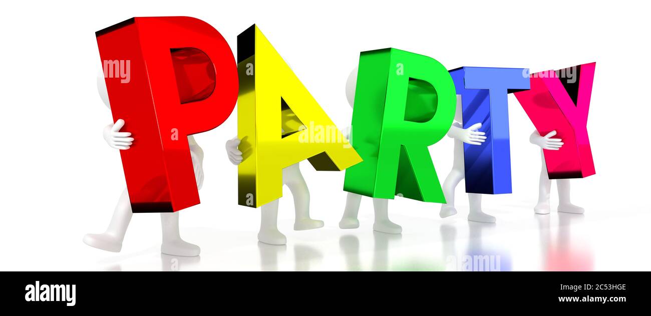 Party - colorful letters - 3D illustration Stock Photo - Alamy