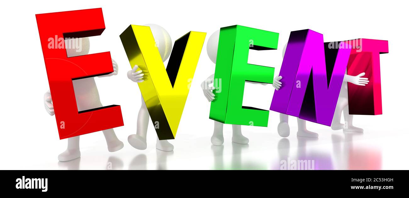 Event - colorful letters - 3D illustration Stock Photo - Alamy