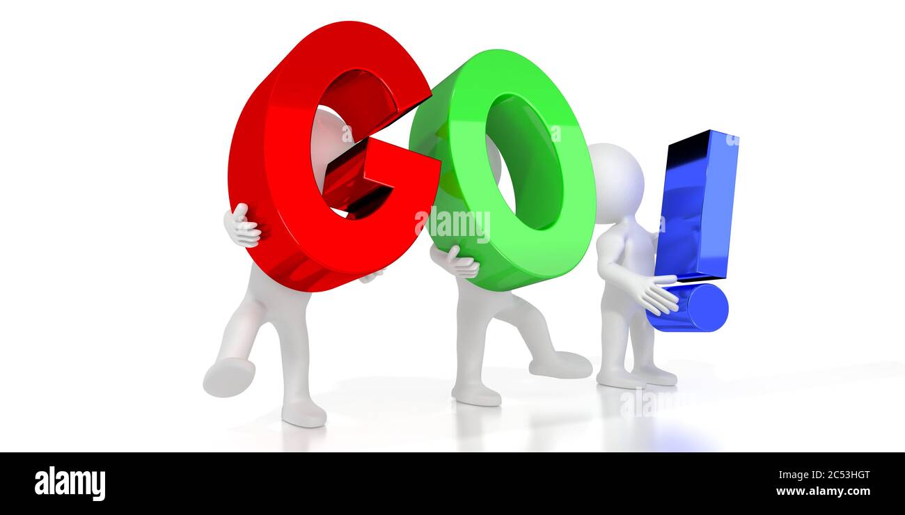 Go! - colorful letters - 3D illustration Stock Photo - Alamy