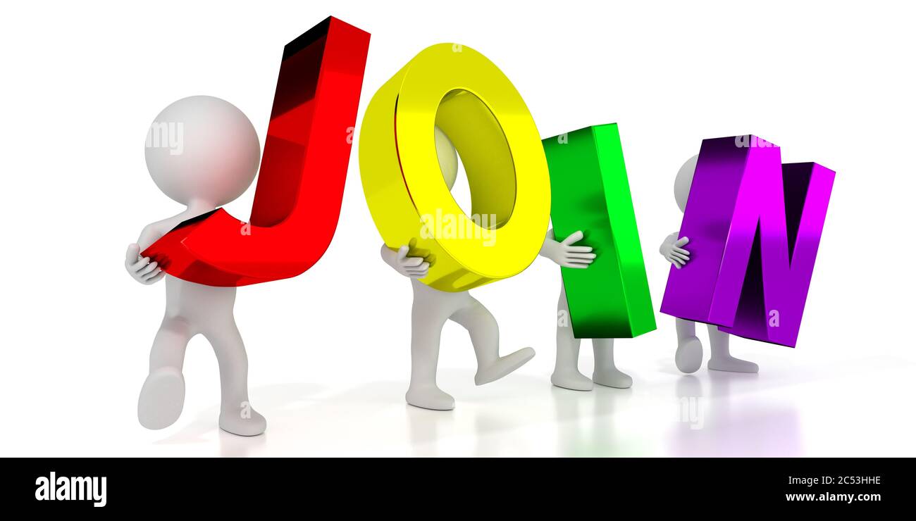 Join - colorful letters - 3D illustration Stock Photo - Alamy