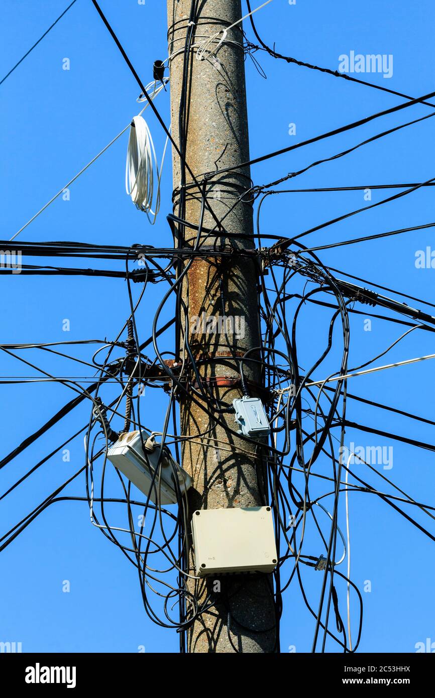 Electrical cables, Bulgaria Stock Photo - Alamy