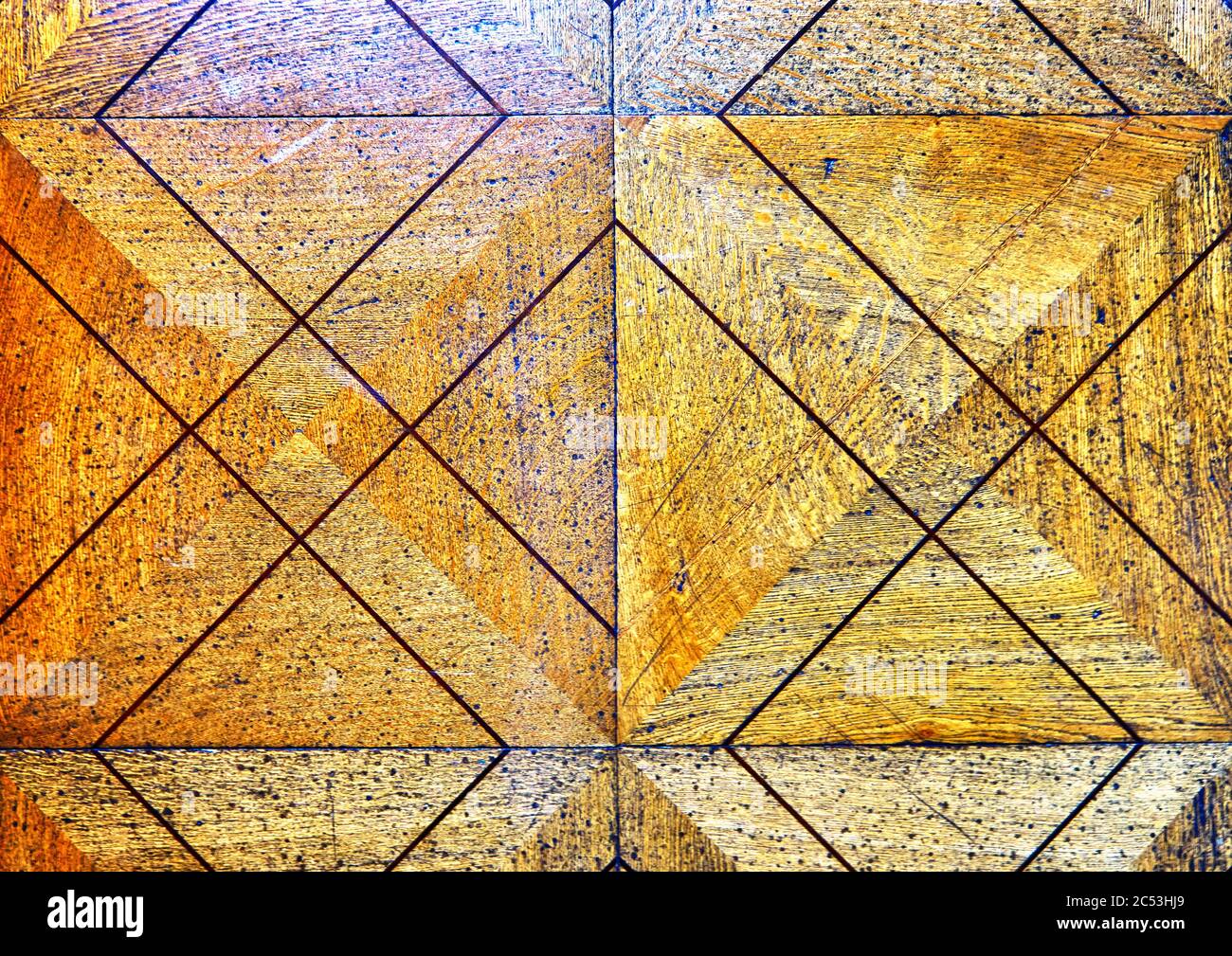 Old wooden floor parquet with diamond pattern as an antique background ...