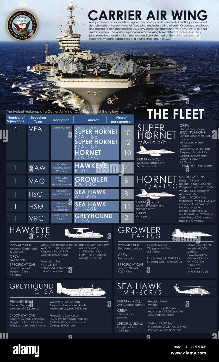 Infographic, US Navy carrier air wing composition in 2015 Stock Photo ...
