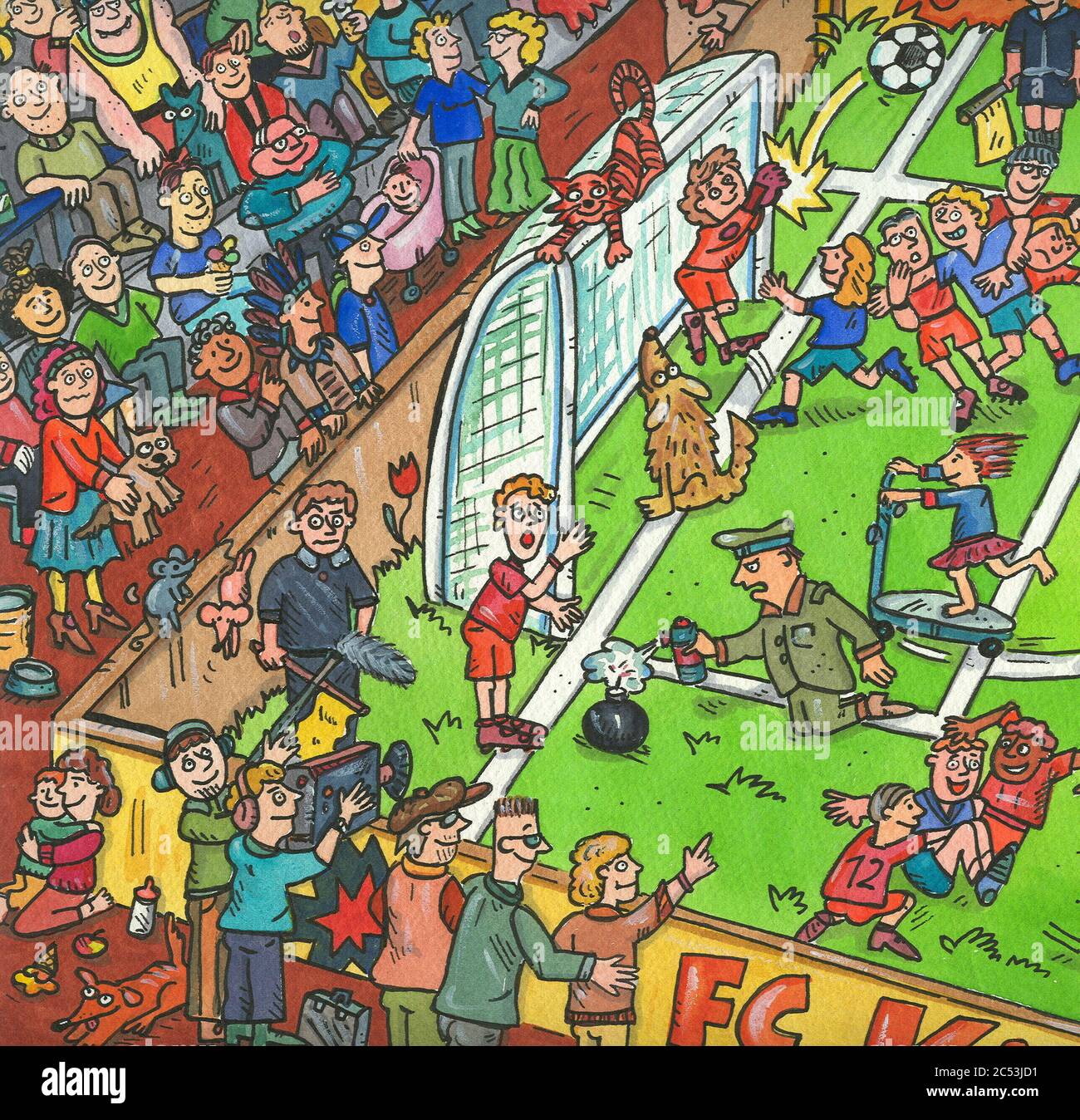 Hidden object, soccer game, chaos Stock Photo - Alamy