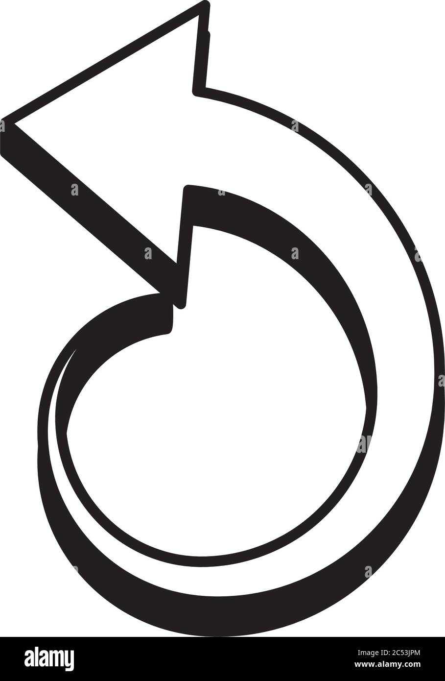 Flexible Arc Arrow Icon Over White Background Line Style Vector