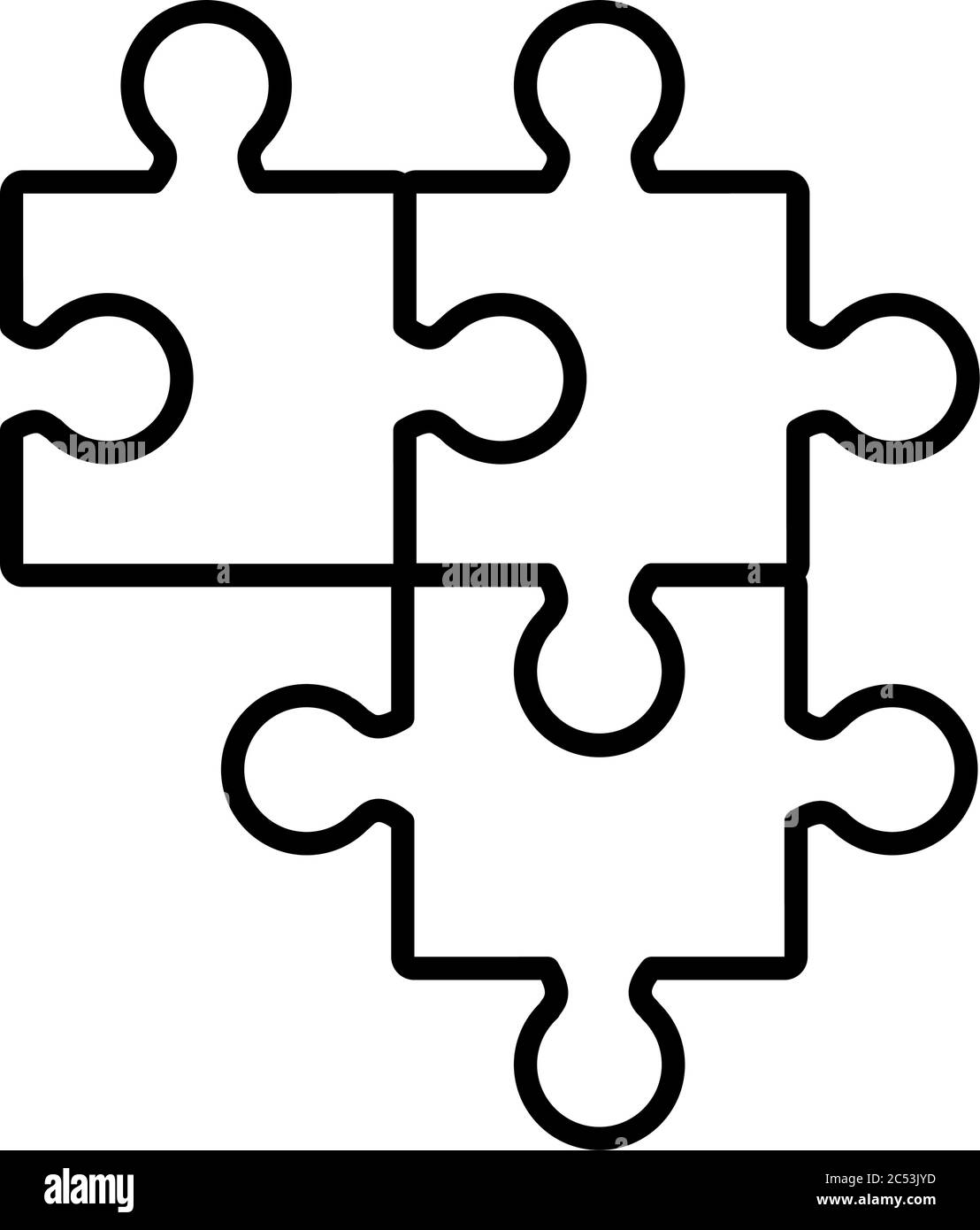 jigsaw puzzles icon over white background, line style, vector ...