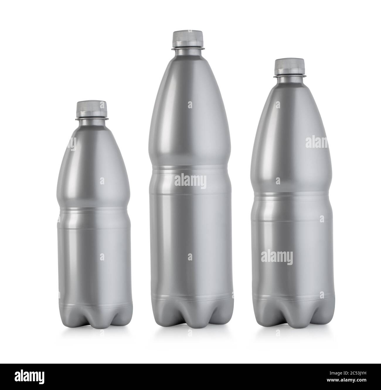 Gray Plastic bottles isolated on white background. Mock up for your ...