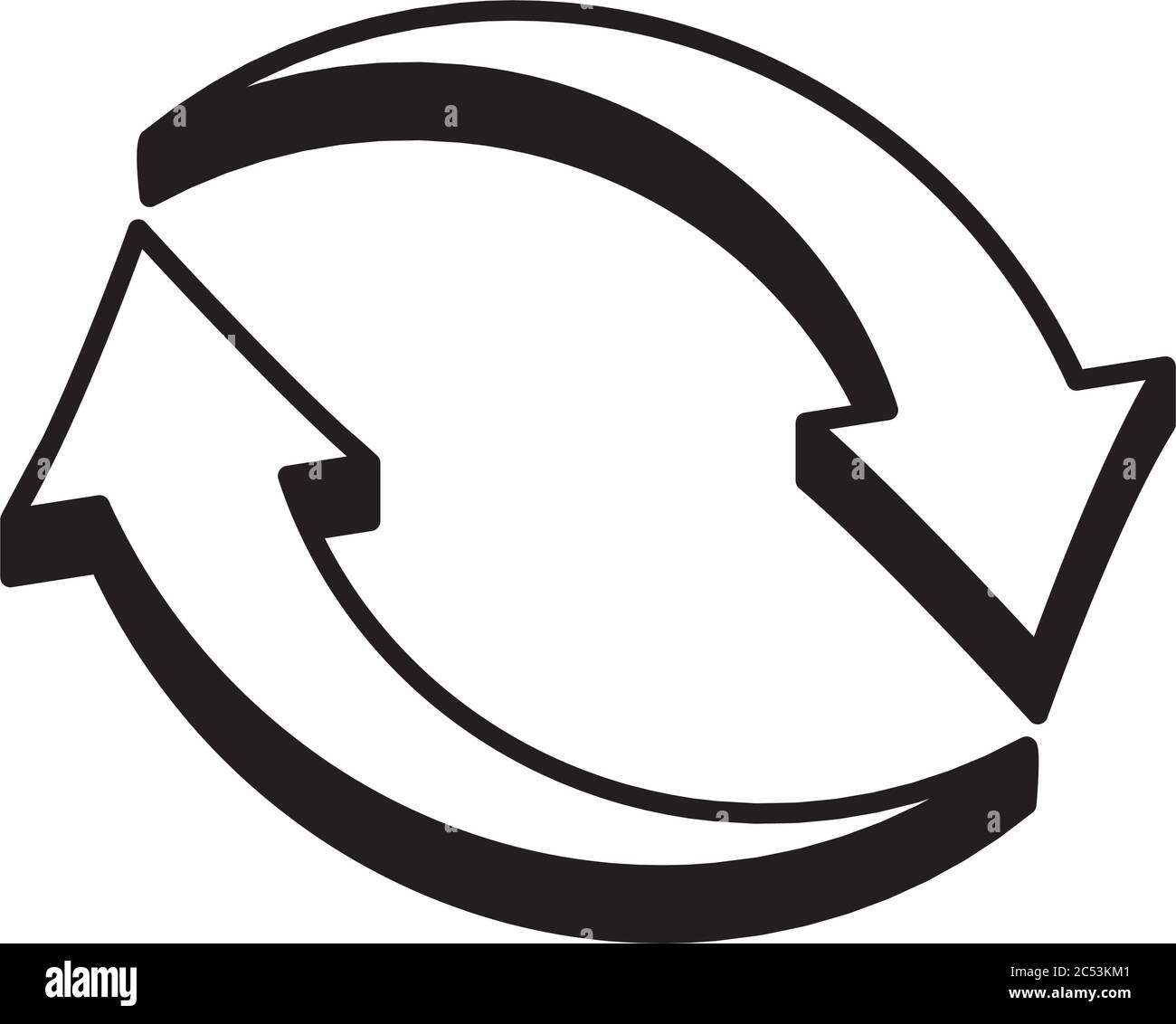 exchange arrows icon over white background, line style, vector ...