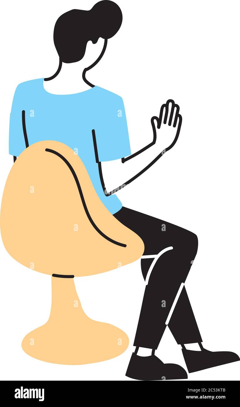 Back view boy on chair icon. Cartoon of back view boy on chair vector ...