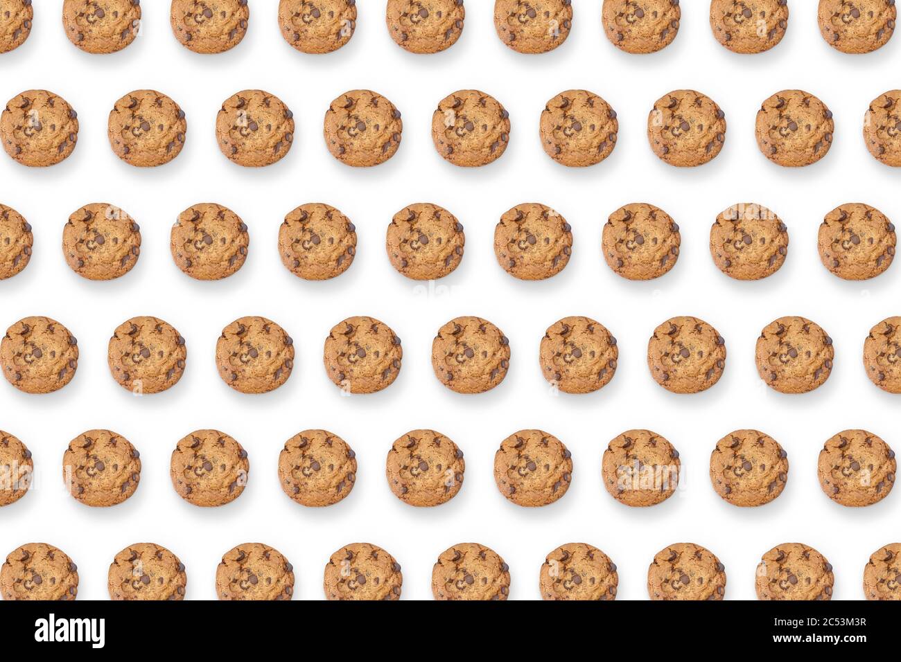 Rows of cookies isolated on a white background Stock Photo - Alamy