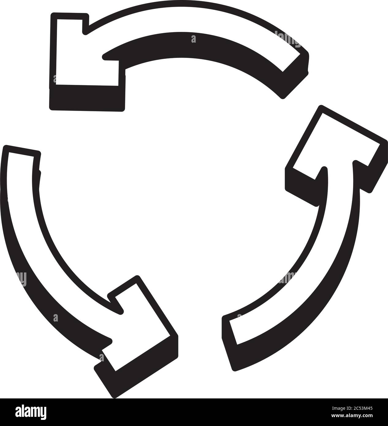 round arrows icon over white background, line style, vector ...