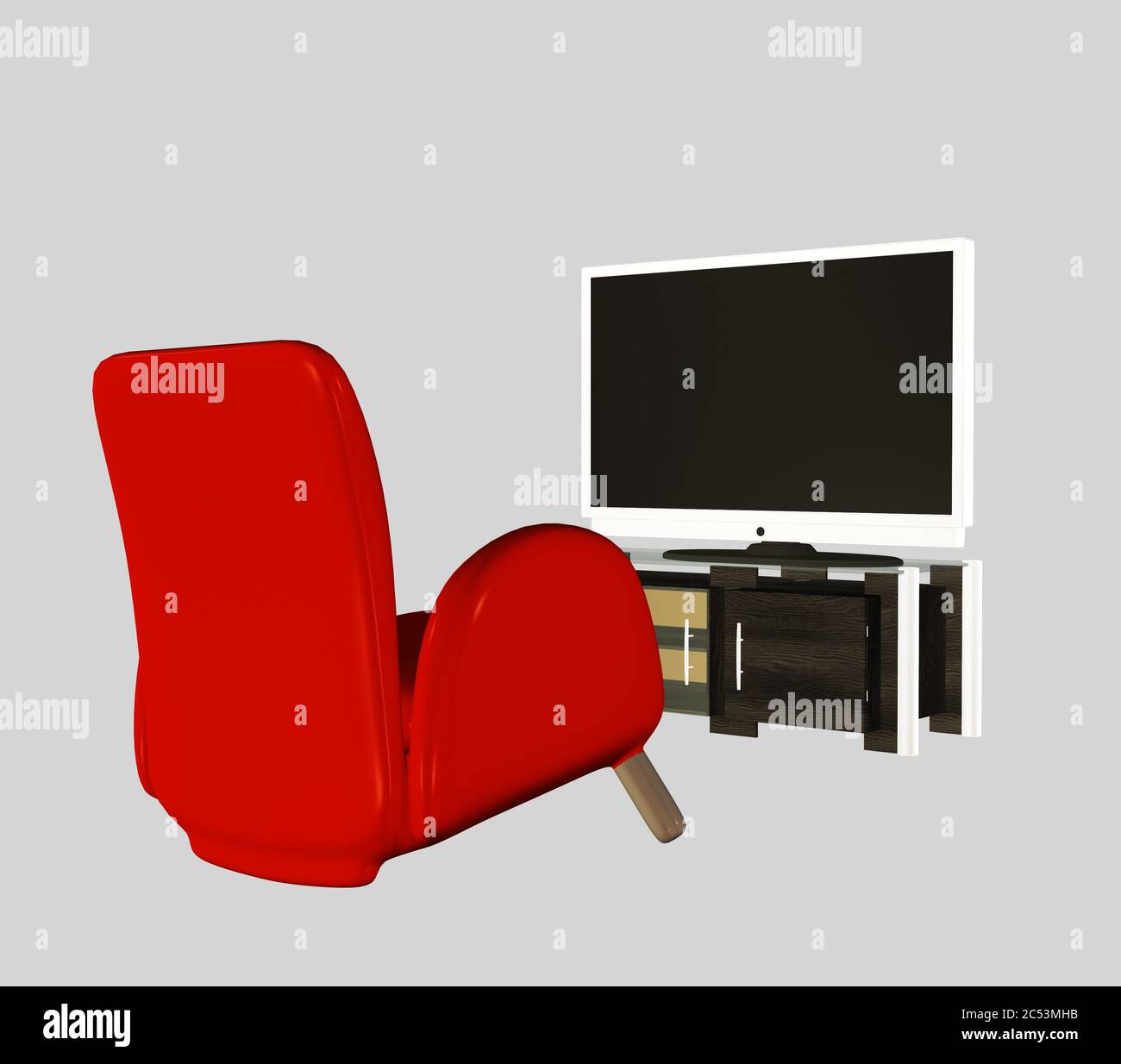 Digital rendered modern tv set with furniture 3d illustration Stock ...