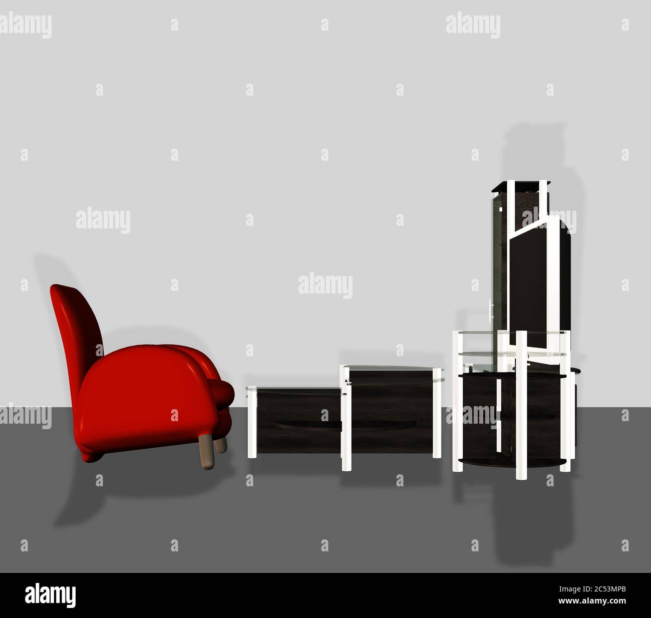 Digital rendered modern tv set with furniture 3d illustration Stock ...