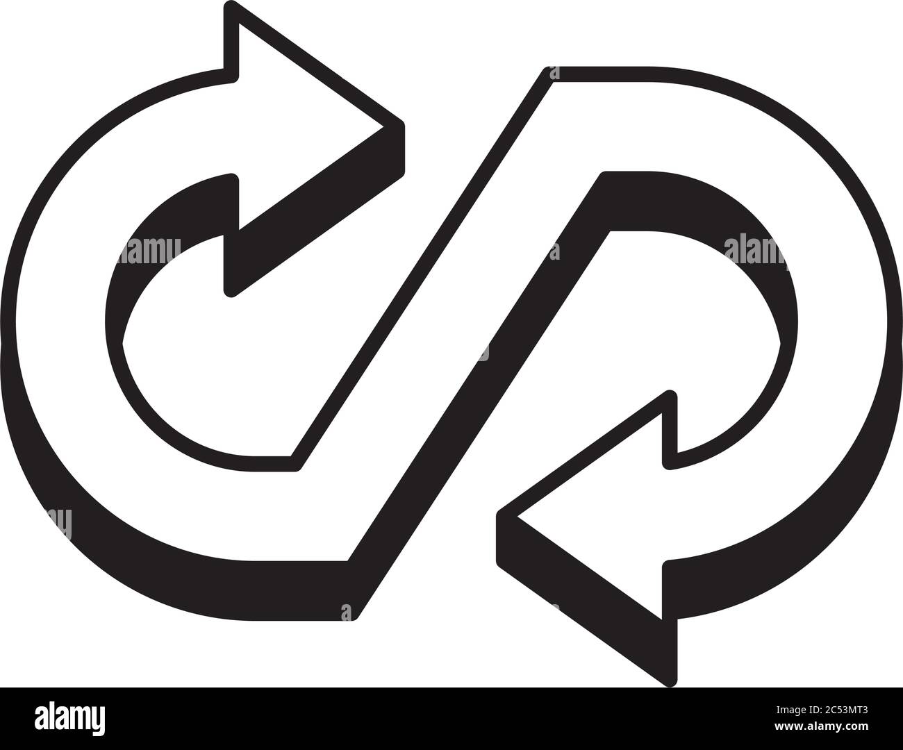 infinite arrows icon over white background, line style, vector ...