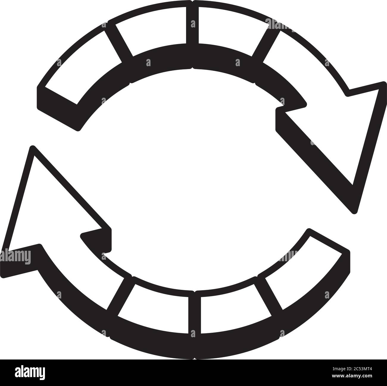 sync arrows icon over white background, line style, vector illustration ...