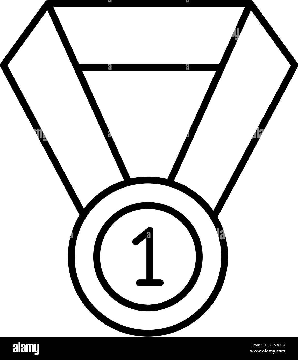 number one medal icon over white background, line style, vector ...