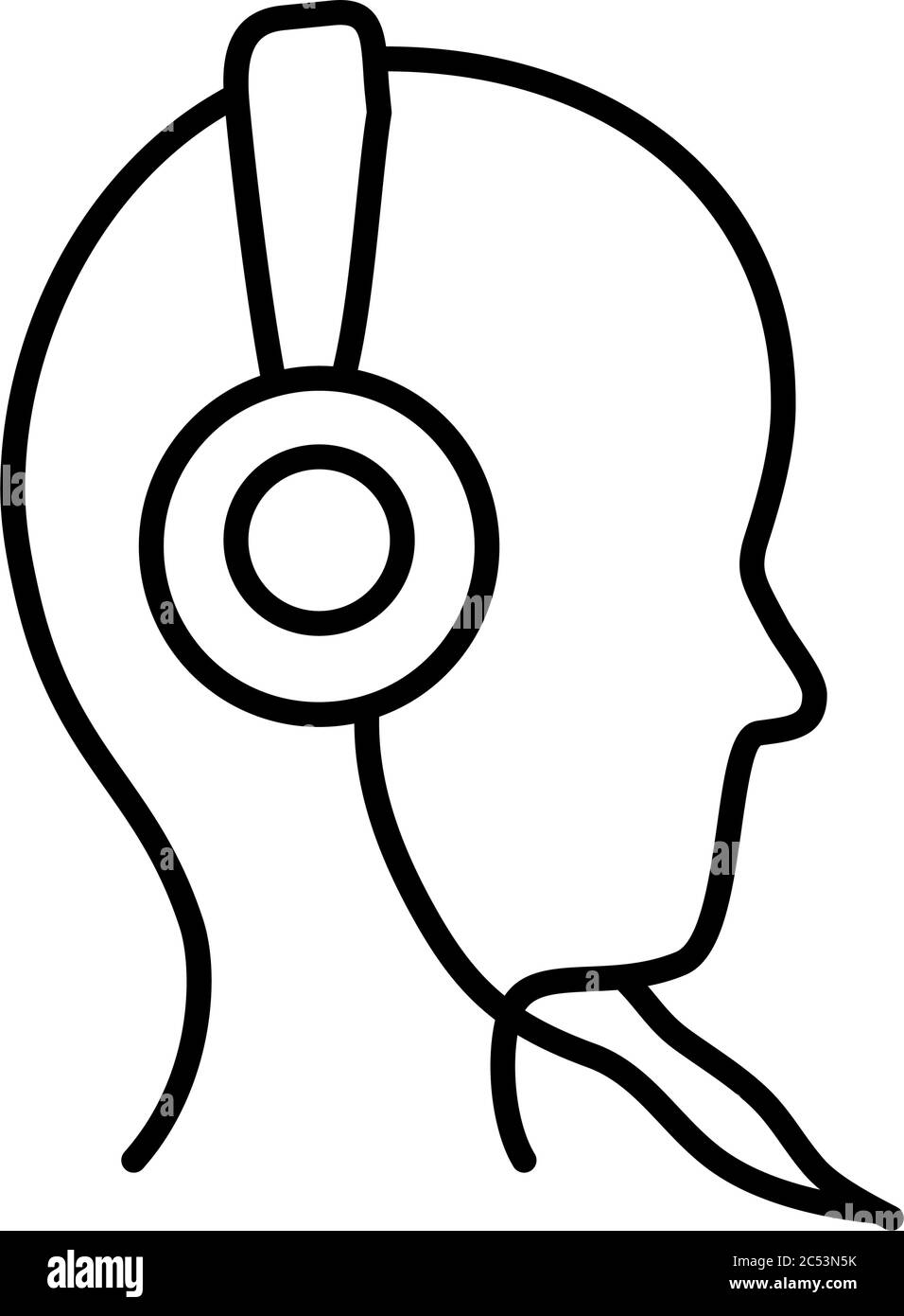 profile head with headphones icon over white background, line style ...
