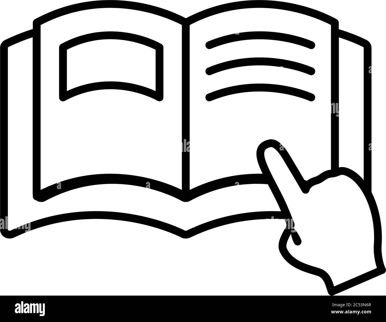 education online concept, academic book and hand cursor icon over white ...