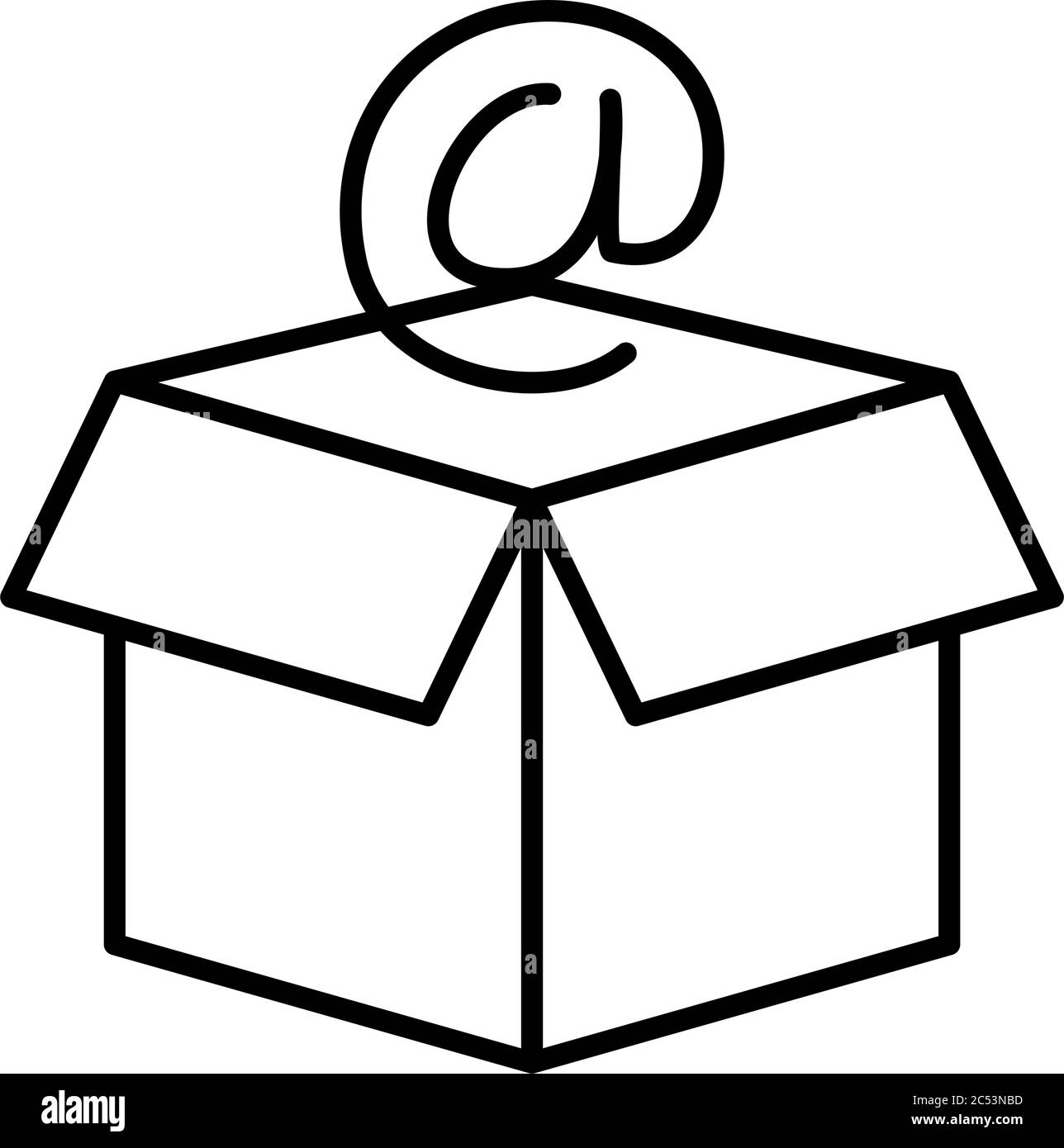 box with at symbol icon over white background, line style, vector ...