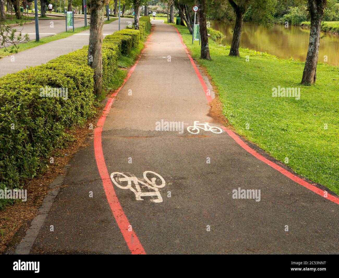 Bike Lane signs on streets ground Stock Photo - Alamy