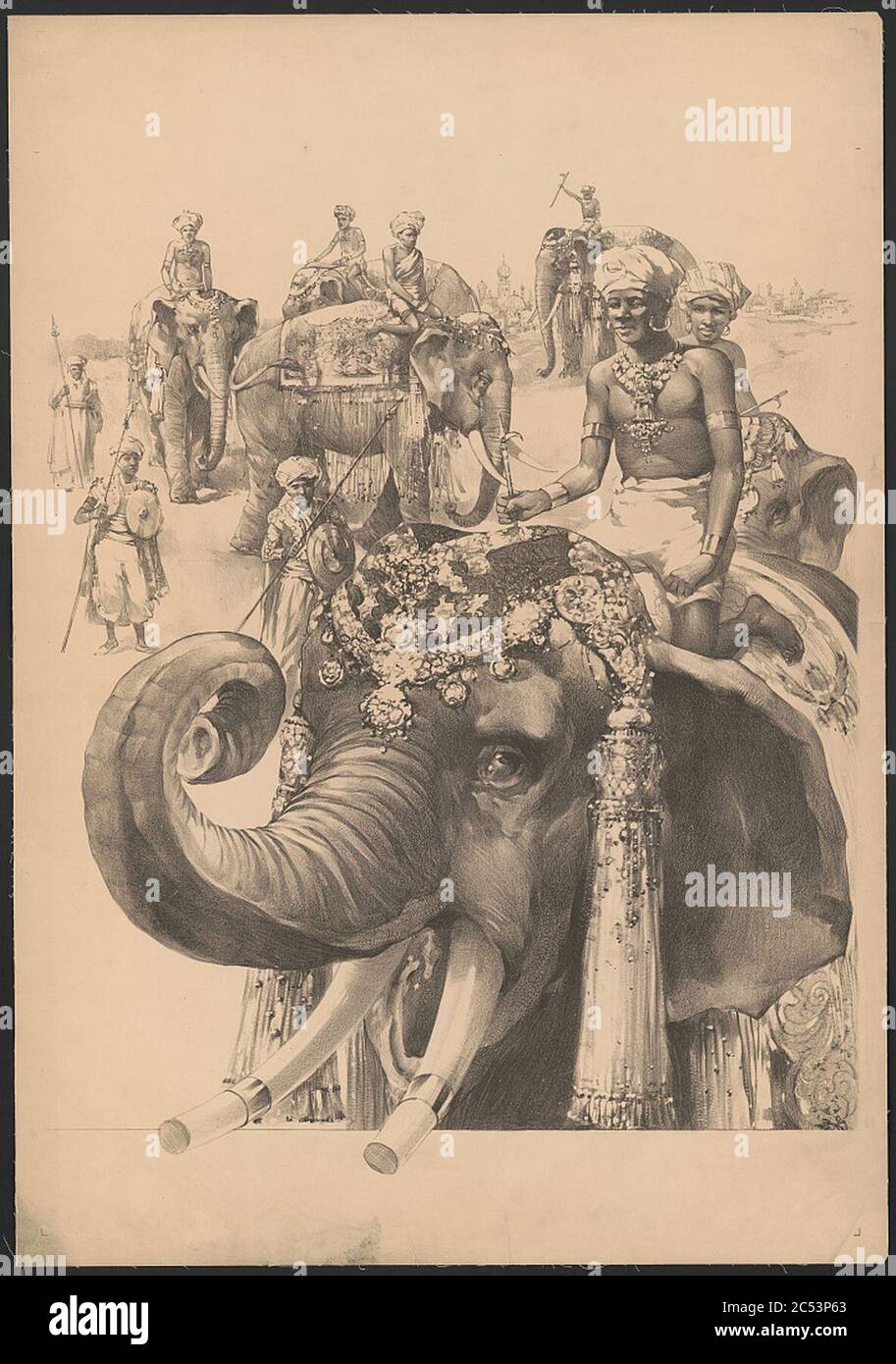 Indians riding elephants Stock Photo - Alamy