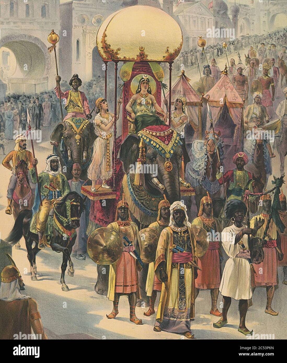 Indian parade with queen riding elephant Stock Photo - Alamy
