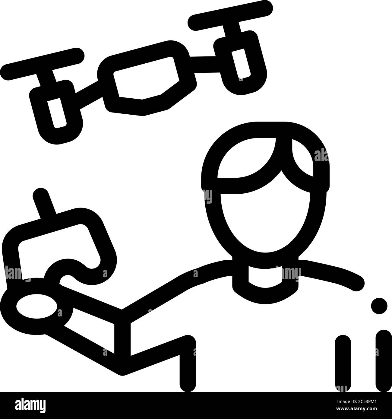 drone man with remote control icon vector outline illustration Stock ...