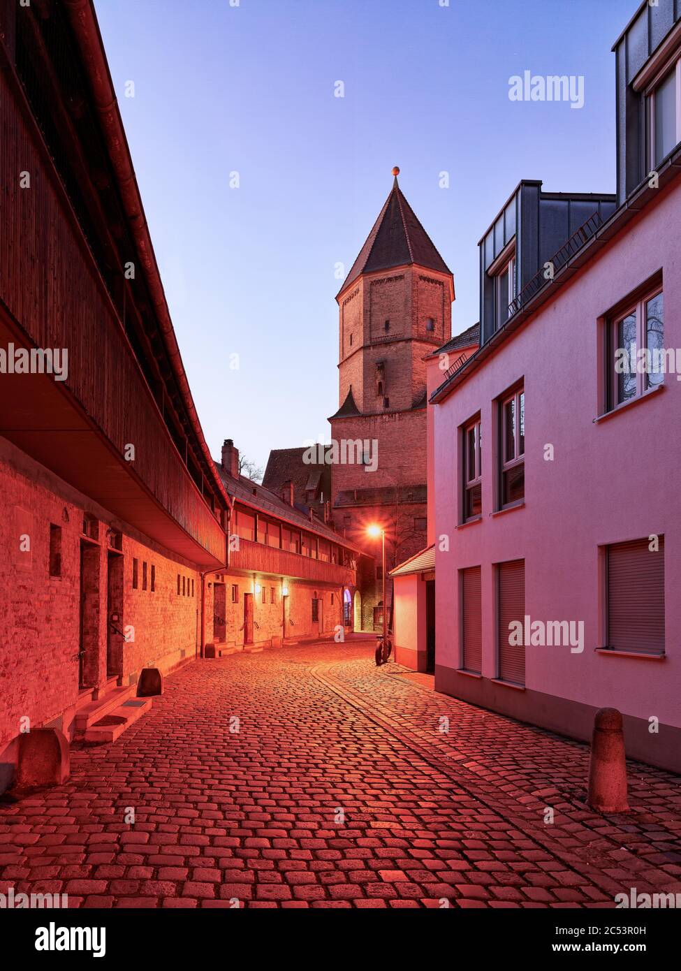 Gate, brick, street, cobblestone, tower, city wall, historic buildings ...