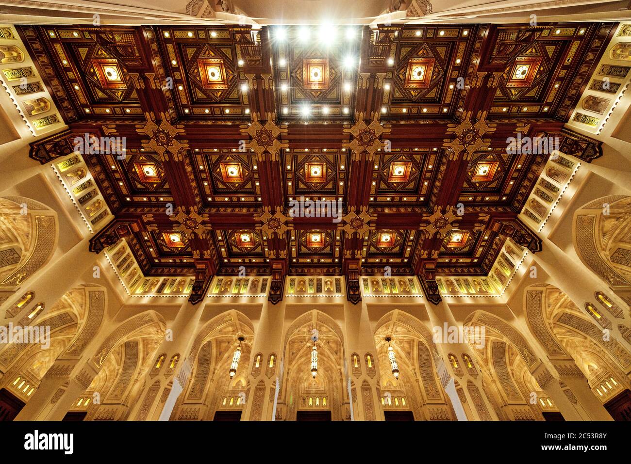 Opera house, magnificent building, marble, wooden ceiling, interior ...