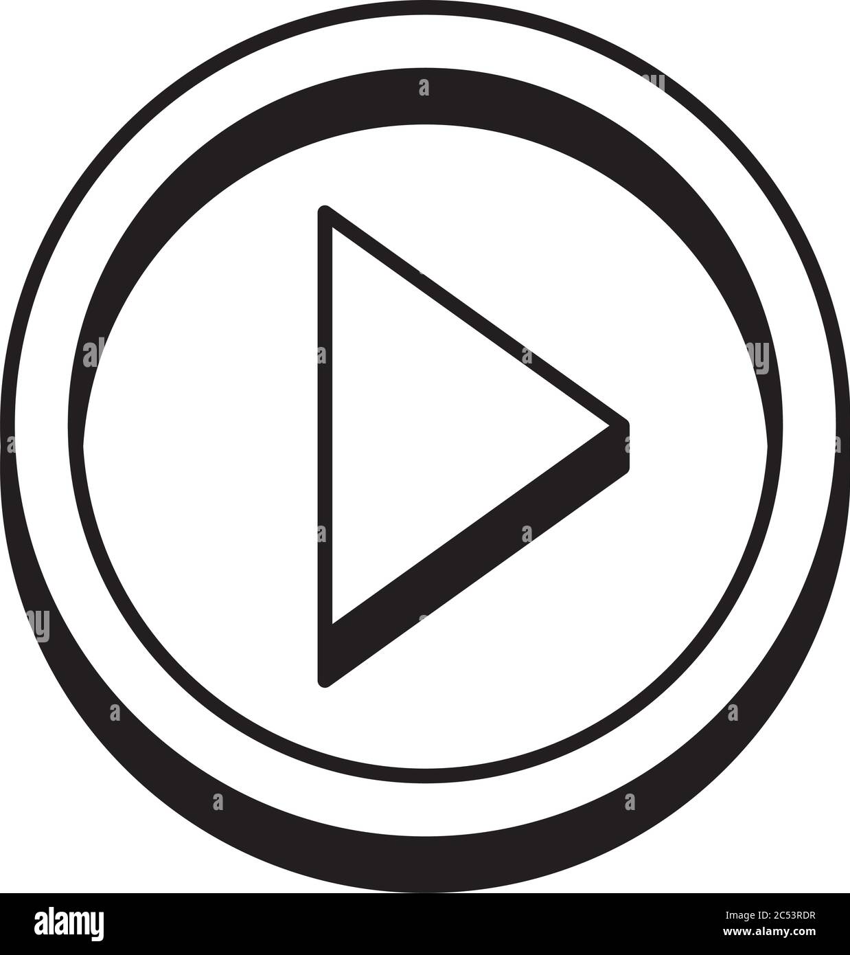 circle with play arrow icon over white background, line style, vector ...