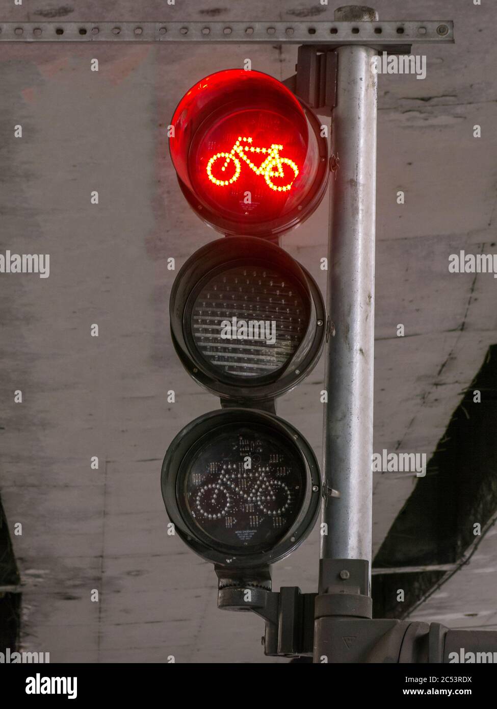 Cycle route red traffic light signs Stock Photo - Alamy