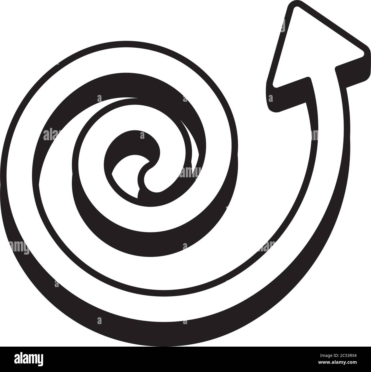 spiral arrow icon over white background, line style, vector ...