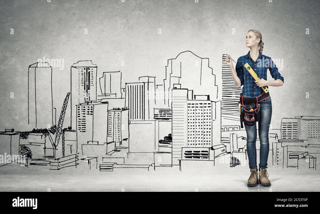 Woman engineer sketching her ideas Stock Photo - Alamy