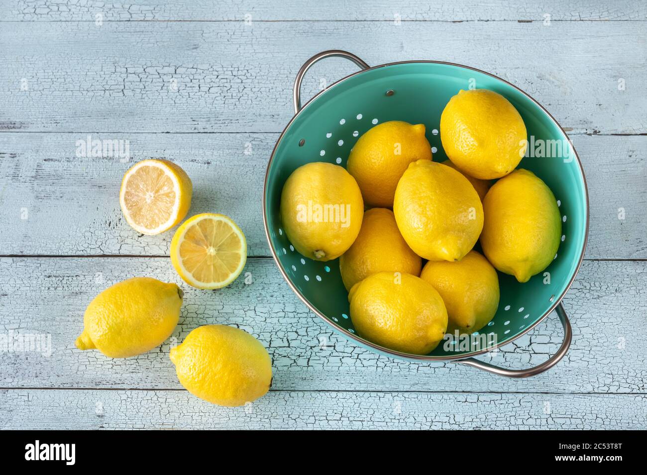 Many fresh lemon top view hi-res stock photography and images - Alamy