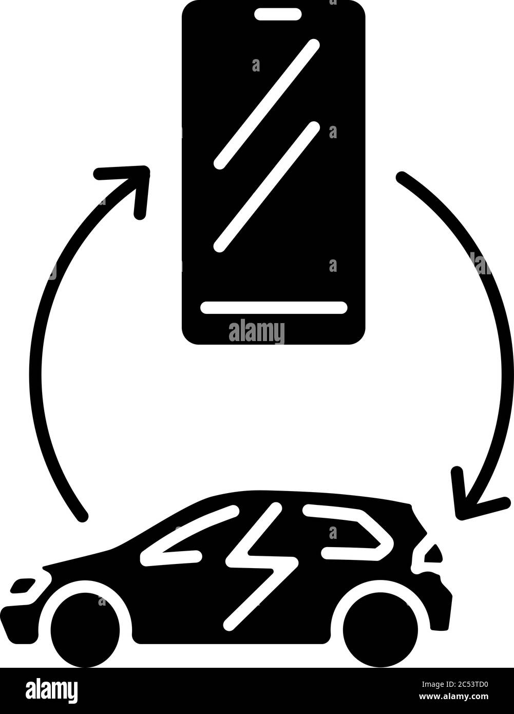 Car integration with smartphone black glyph icon Stock Vector Image ...
