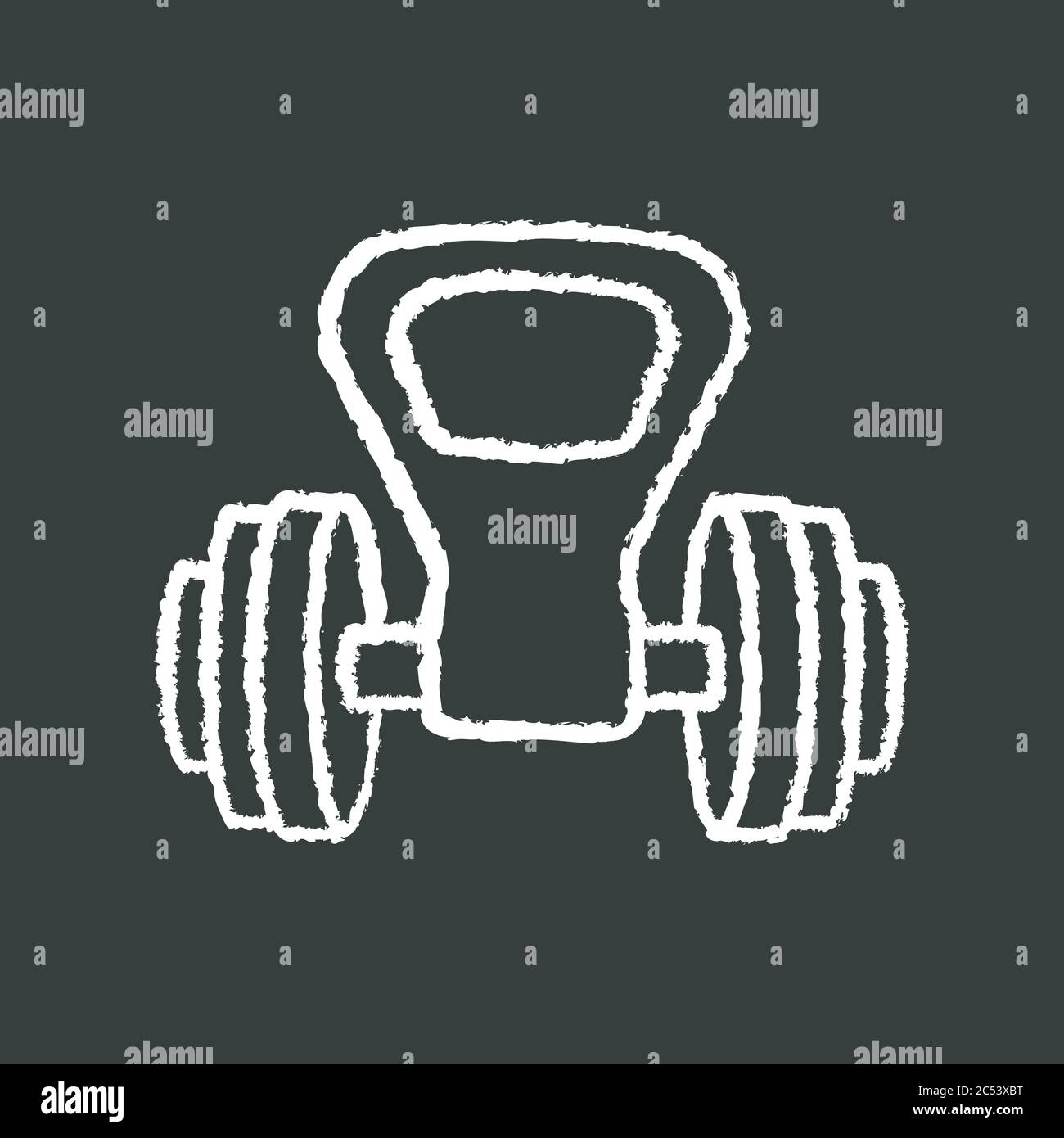 Kettlebell handle chalk white icon on black background Stock Vector ...