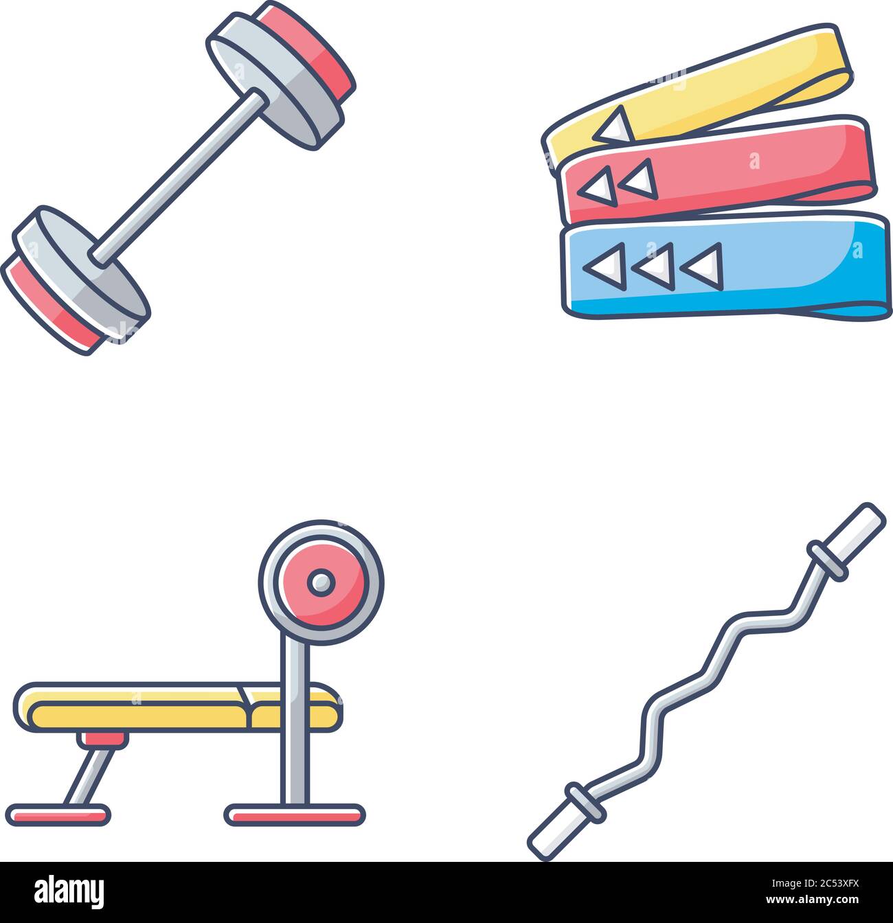 Bodybuilding RGB color icons set Stock Vector Image & Art - Alamy