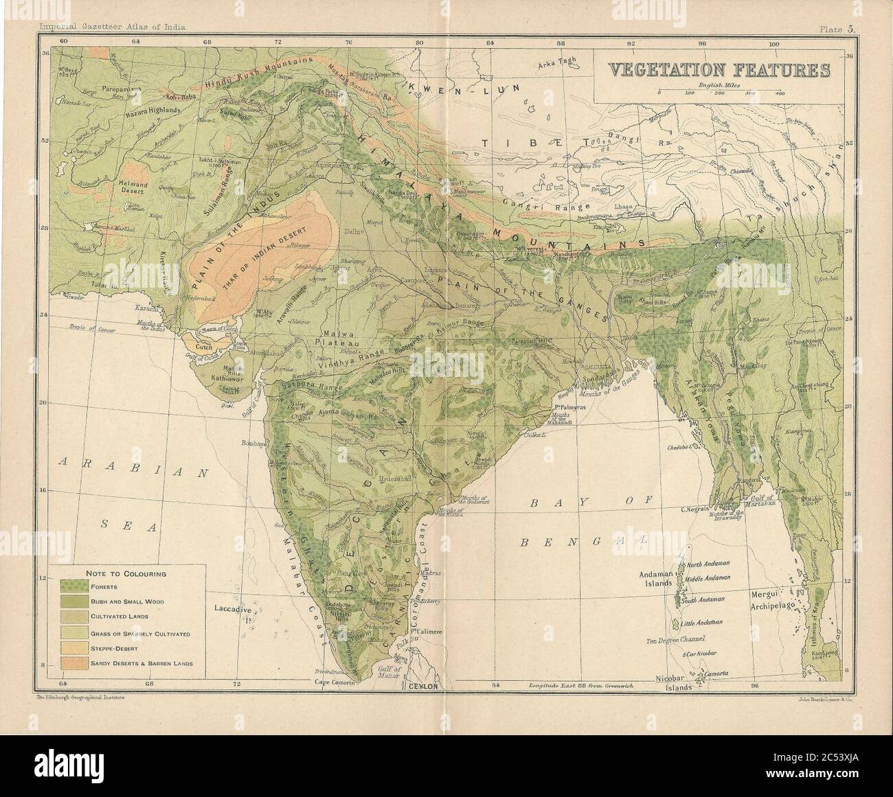 India Vegetation Features IGI 1909 Atlas Stock Photo - Alamy