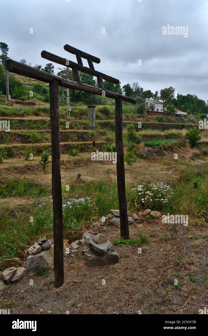 Wooden structure by a hiking trail in Monchique. Algarve, Portugal ...
