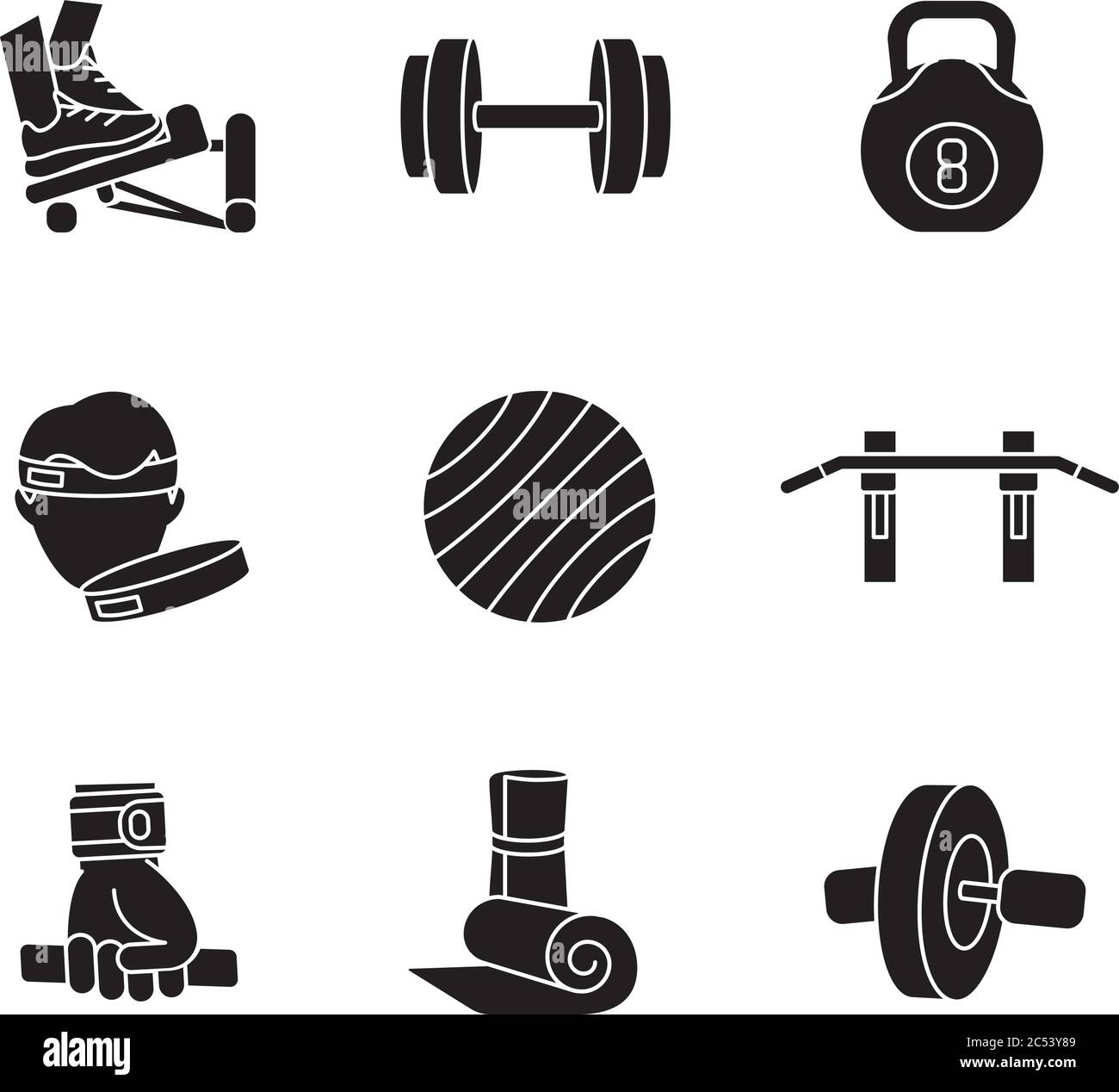 Physical activity icons black Black and White Stock Photos & Images - Alamy