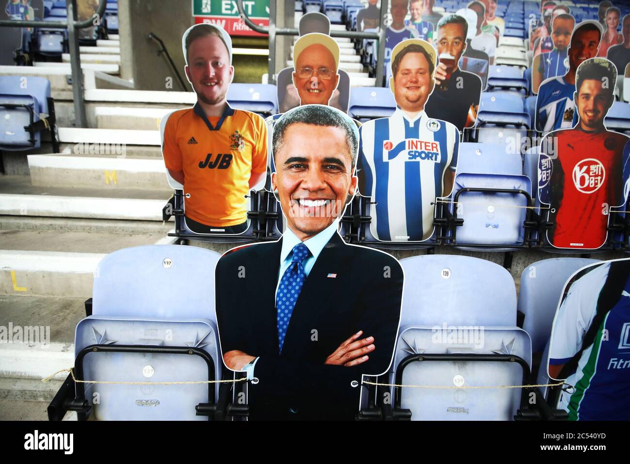 A cardboard cutout of Barack Obama in the stands before the Sky Bet ...