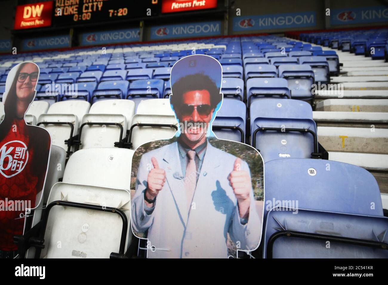A cardboard cutout of Borat in the stands before the Sky Bet ...