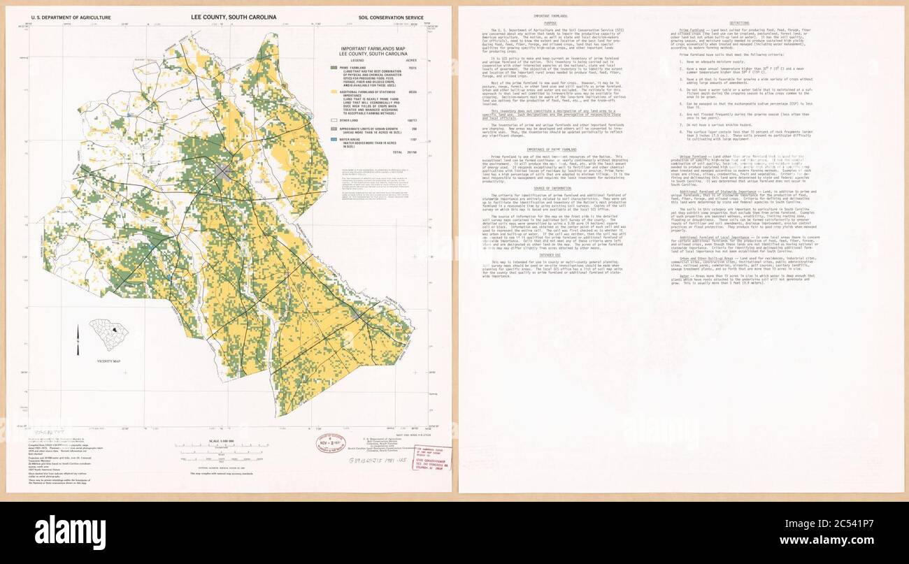 Important farmlands map, Lee County, South Carolina Stock Photo - Alamy